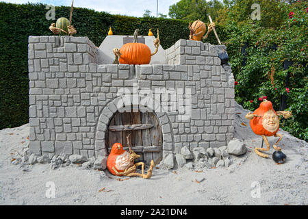 Human pumpkins in a castle in fight Stock Photo - Alamy