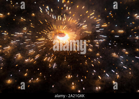 flare of the cracker on black background Stock Photo - Alamy