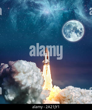 Launch of a space shuttle into space. Elements of this image furnished ...