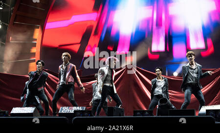 K-Pop band NCT 127 performs on stage during 2019 Global Citizen ...