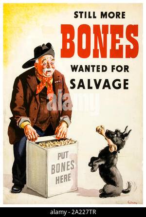 British, WW2, Salvage poster, Still more paper rags bones, wanted for ...