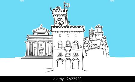 Bratislava, Slovakia famous Travel Sketch. Lineart drawing by hand ...