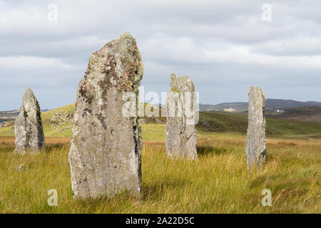 Ceann Hulavig prehistoric Neolithic stone circle aka Callanish IV at Garynahine, Calanais ...