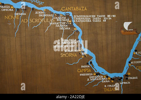 Ancient Roman map of the Danube River, translated in Serbian Cyrillic ...