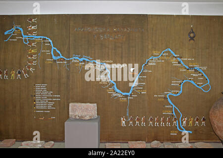 Ancient Roman map of the Danube River, translated in Serbian Cyrillic ...