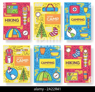 camping backpack equipment symbol blue lines Stock Vector Image & Art ...