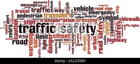 Traffic safety word cloud concept. Collage made of words about traffic ...