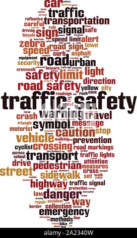 Traffic safety word cloud concept. Collage made of words about traffic ...