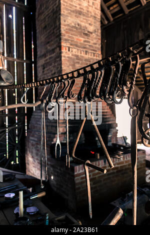Blacksmith tools in old barn. Museum of the Mountain West in Montrose ...