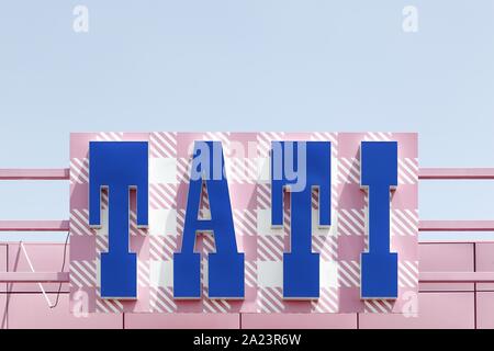 Tati logo on a wall Stock Photo - Alamy