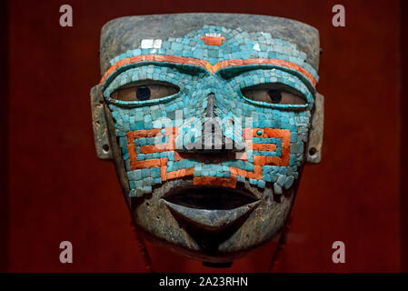 July 24, 2019: Aztec mask covered with jade at The National Museum Of ...