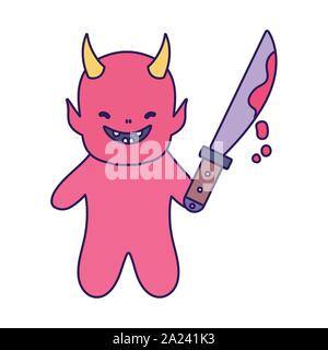boy devil costume with machete blood trick or treat happy halloween ...