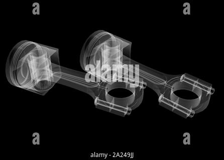 Piston X-Ray style. Isolated on black background. 3D illustration Stock ...