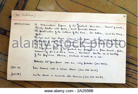 Handwritten notes by Howard Carter, at his home, whilst he stayed in ...