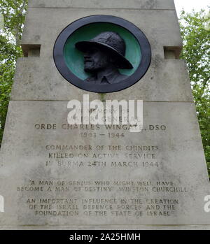 Memorial to the Chindits and Orde Wingate, London. Orde Charles Wingate ...