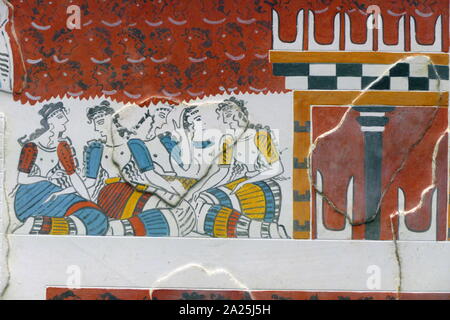 Reproduction of a fresco painting from Knossos ('The Grandstand Fresco ...