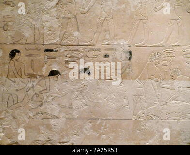 Sixth Dynasty, sacrificial chamber and wall from the tomb of Manufer ...