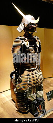 20th century Japanese samurai armour. Showing helmet and full tunic ...