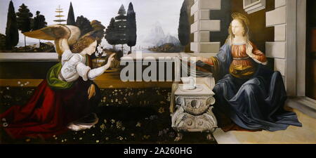 Annunciation, painted by the Italian Renaissance artists Leonardo da ...
