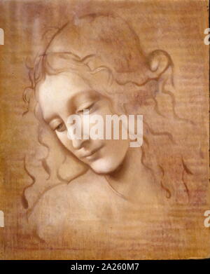Italy, Parma, Galleria Nazionale, Leonardo da Vinci, Woman's head, known as La Scapiliata Stock ...