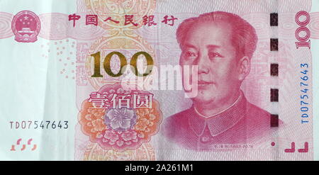 Chinese Renminbi (Yuan) banknote issued in 2019. The Renminbi is the ...