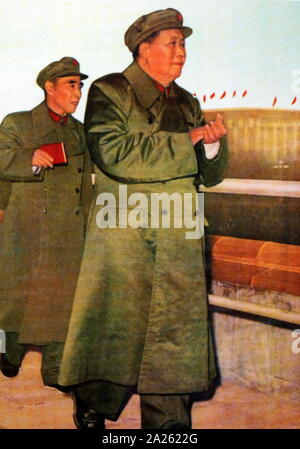 Mao Zedong in a Chinese Cultural Revolution propaganda poster Stock ...