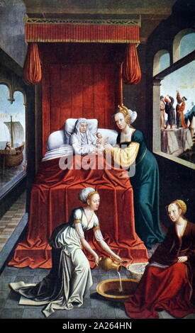 This 16th-century Dutch oil painting depicts a kneeling knight bearing ...