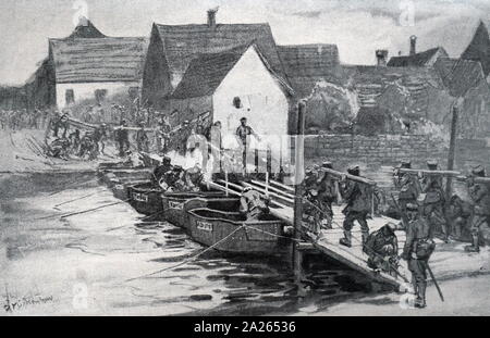 World war One: the first pontoon bridge built across the Marne by U.S ...