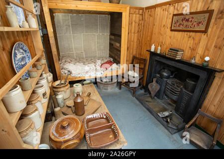 Interior living room of a miner's cottage in the pit village at Beamish ...
