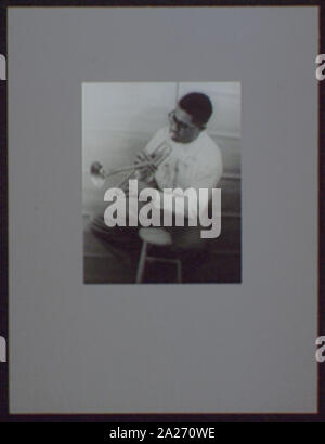 A portrait of Dizzy Gillespie, an iconic American jazz trumpeter and ...