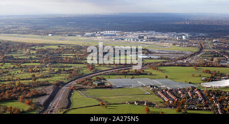 aerial view of the new A555 Manchester Airport Relief Road, UK Stock ...