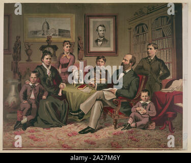 An image of President James A. Garfield with his family, highlighting ...