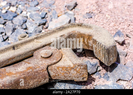 Old vintage rusty pipe wrench Stock Photo - Alamy