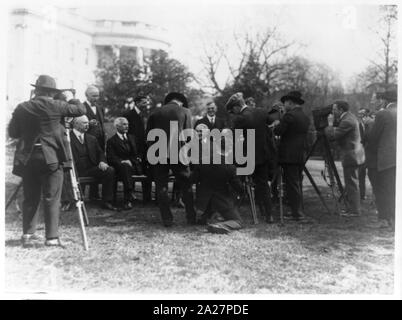 President Warren G. Harding and his cabinet posed on the White House ...