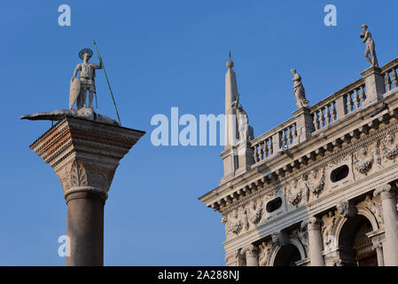 A column bearing a statue of St Theodore, the first patron saint of ...