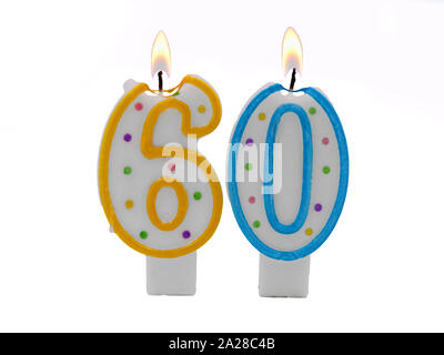 60 candles isolated on white background Stock Photo - Alamy
