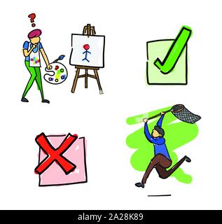 Painter and drawing black icons in set collection for design. Artistic ...