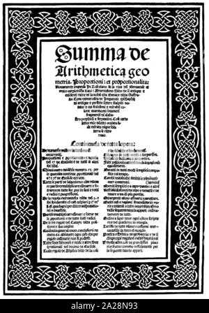 Mathematics book. Title page of a medieval book on mathematics. Image ...