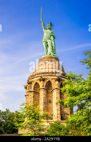 Hermannsdenkmal, Hermann monument at Grotenburg in Teutoburger forest ...
