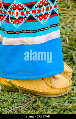 Traditional native moccasins and skirt, First Nations, Canada Stock ...