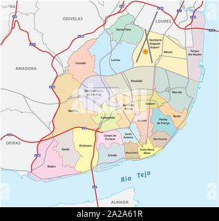 Administrative map of the new city structure of Lisbon Stock Vector ...