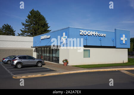 Signage for ZoomCare urgent care healthcare clinic at a location in ...