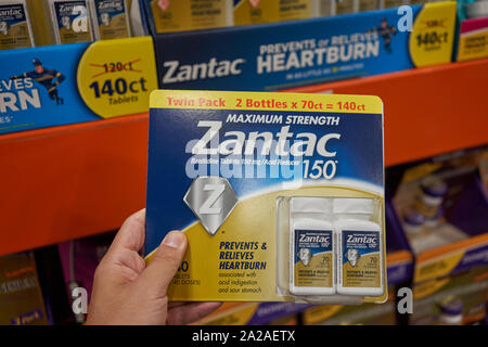 Zantac Heartburn Acid Indigestion Ranitidine tablets box packet remedy ...