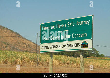 A toll sign on the N4 road connecting South Africa and Mozambique Stock ...