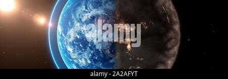 Clean And Polluted Earth Planet Globe Stock Vector Art & Illustration ...