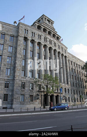 Serbian Public Company Post office head office sign, number 2 Takovska ...