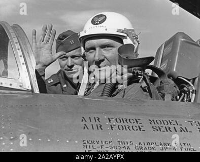 A German pilot with his American instructor in the cockpit of a ...