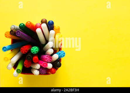 Black felt pen and blank colored stickers mockup with copy space for ...