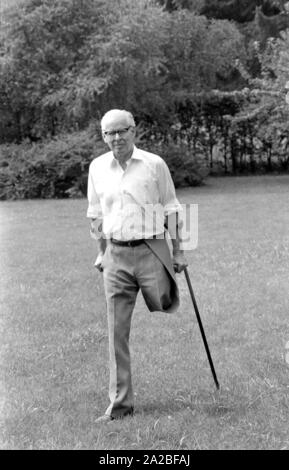 Man with an amputated leg. He is under treatment for phantom limb pains ...