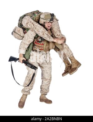 Battlefield medic saving life of injured airborne infantry paratrooper ...